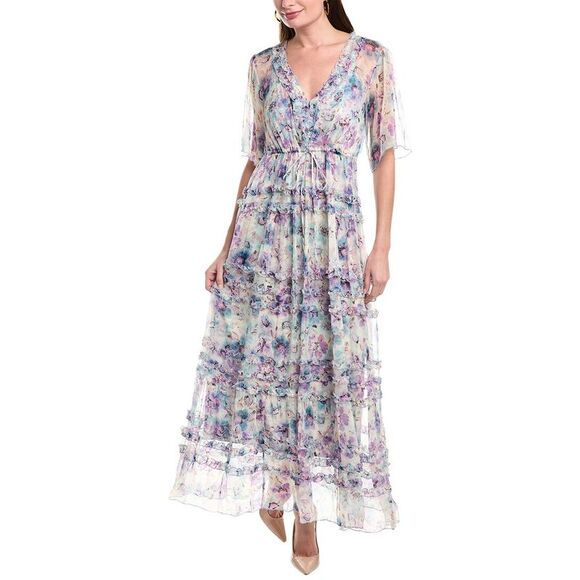Johnny Was | Dresses | Johnny Was Womens Glinda Silk Maxi Dress Blue ...